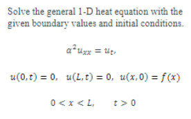 Solved Solve the general 1-D heat equation with the given | Chegg.com