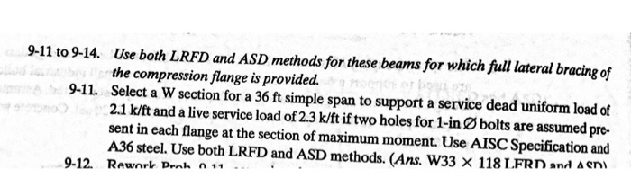 Use both LRFD and ASD methods for these beams for | Chegg.com