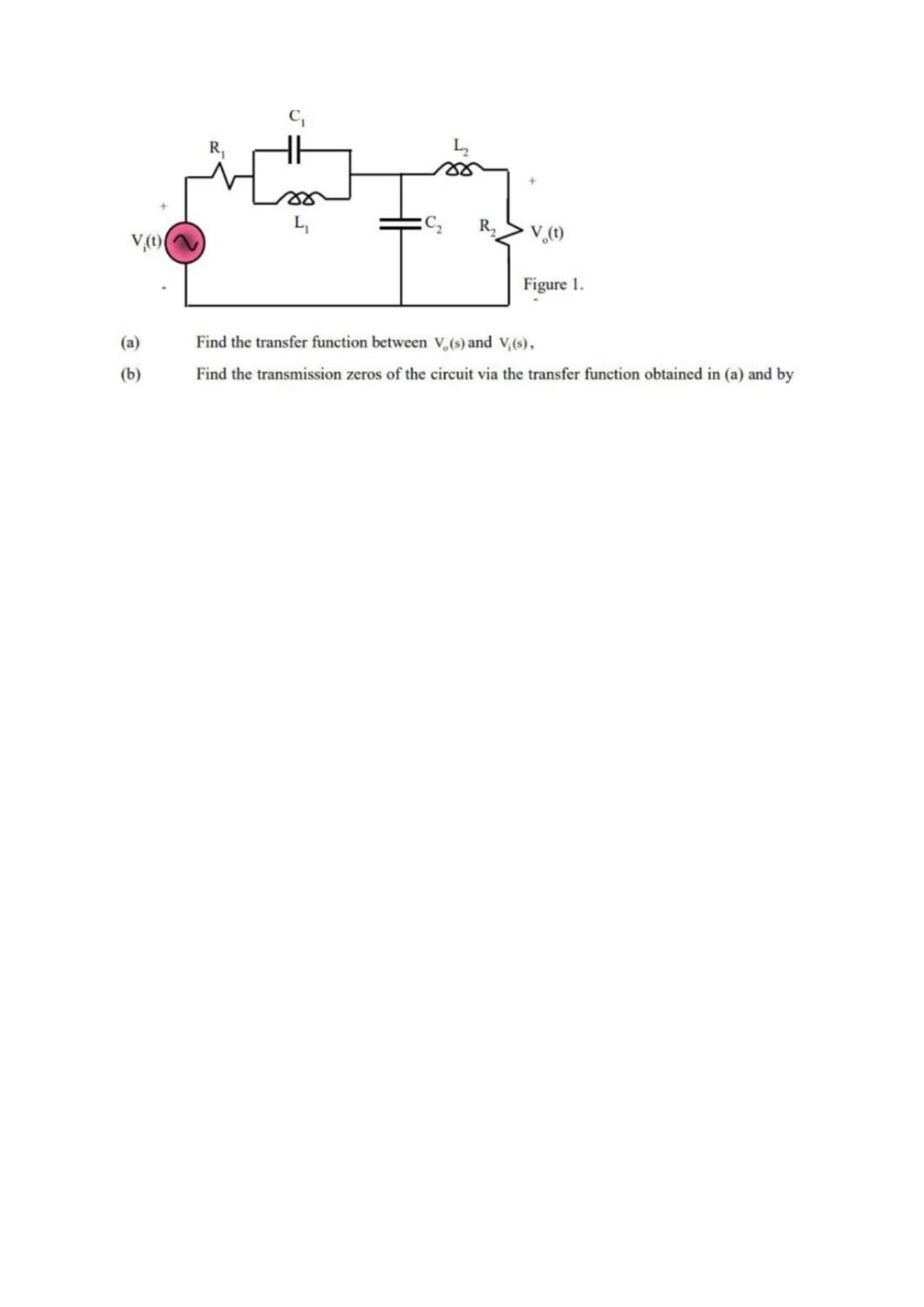 Solved (a) ﻿Find the transfer function between Vo(s) ﻿and | Chegg.com