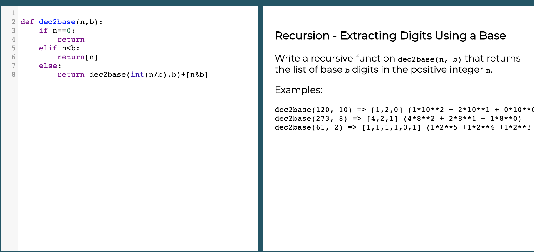 Solved Recursion - Extracting Digits Using a Base NM00 2 def | Chegg.com