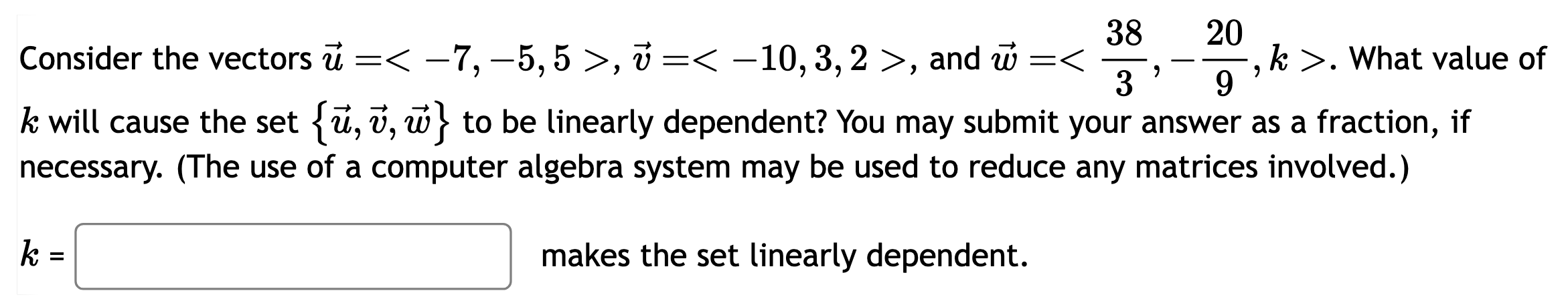 Solved Consider the vectors | Chegg.com