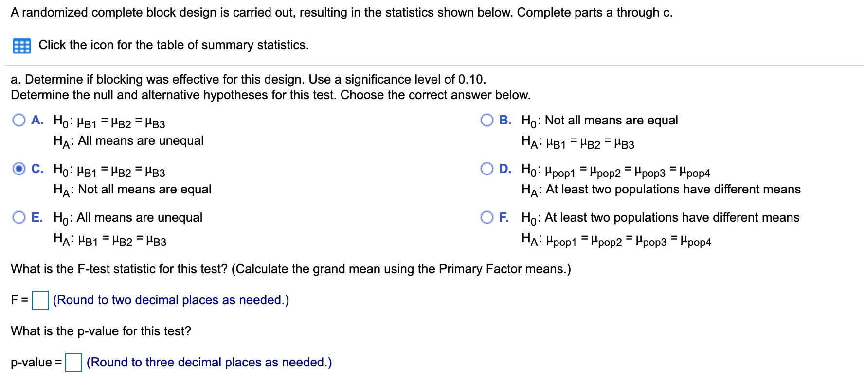 Solved A randomized complete block design is carried out, | Chegg.com