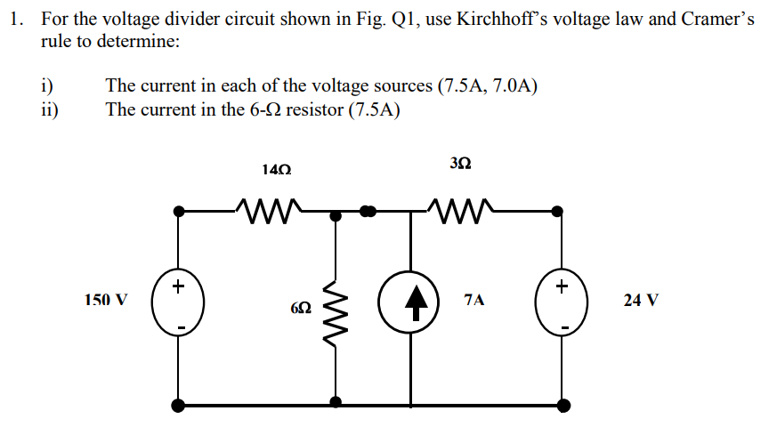 Solved For the voltage divider circuit shown in Fig. Q1, use | Chegg.com