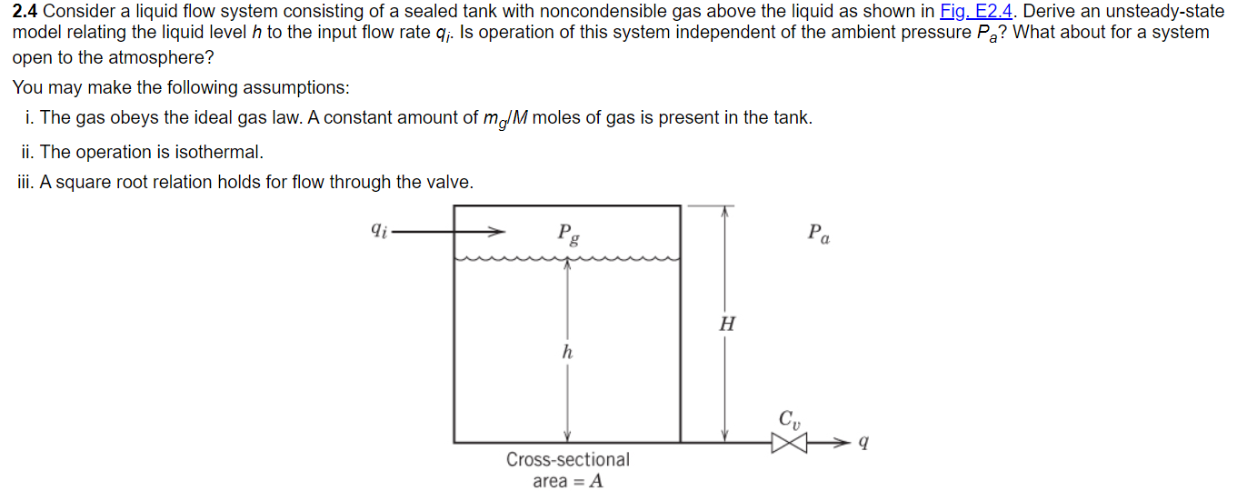 Solved 2.4 Consider a liquid flow system consisting of a | Chegg.com
