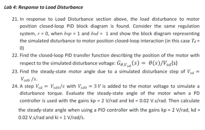 Lab 4: Response to Load Disturbance 21. In response | Chegg.com