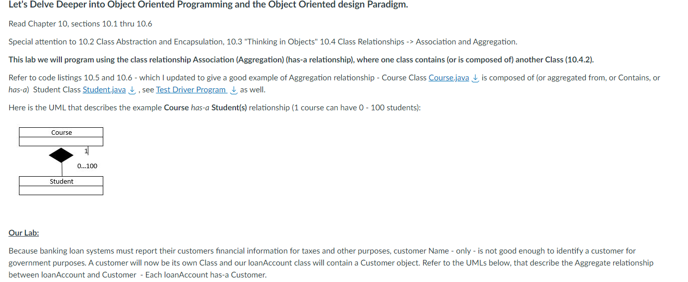 Let's Delve Deeper into Object Oriented Programming | Chegg.com Let's Delve Deeper into Object Oriented Programming | Chegg.com