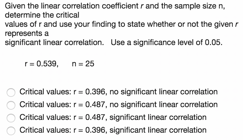 Solved Given the linear correlation coefficient r and the | Chegg.com