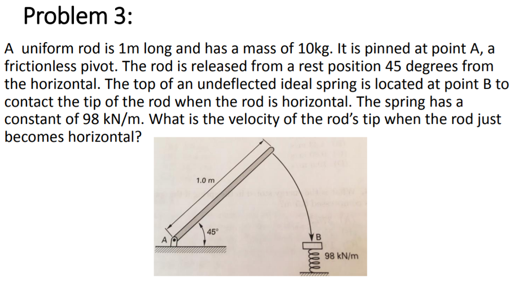 Solved Problem 3: A uniform rod is 1m long and has a mass of | Chegg.com