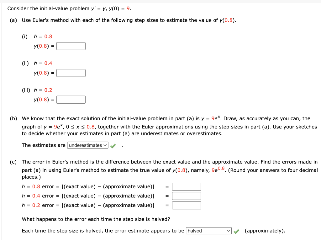 Solved Consider the initial-value problem y′=y,y(0)=9 (a) | Chegg.com