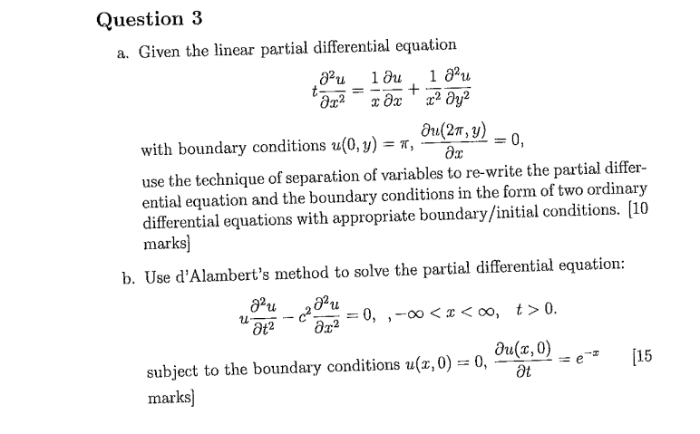 Solved a. Given the linear partial differential equation | Chegg.com