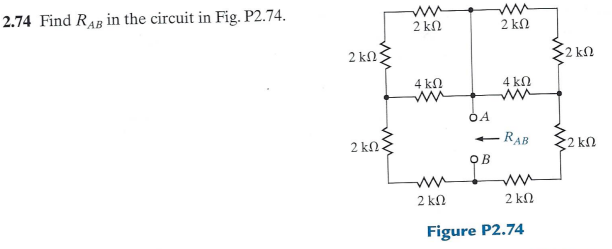 Solved 2.74 Find RAB in the circuit in Fig. P2.74. Figure | Chegg.com