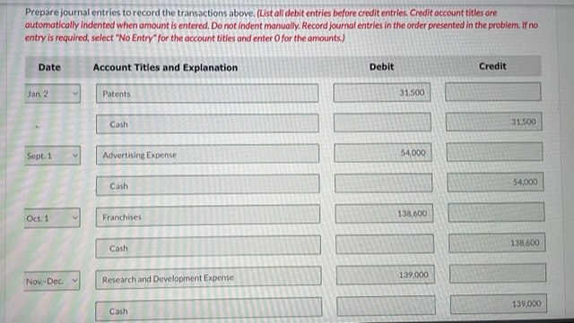 Solved The intangible assets section of Concord Company at | Chegg.com