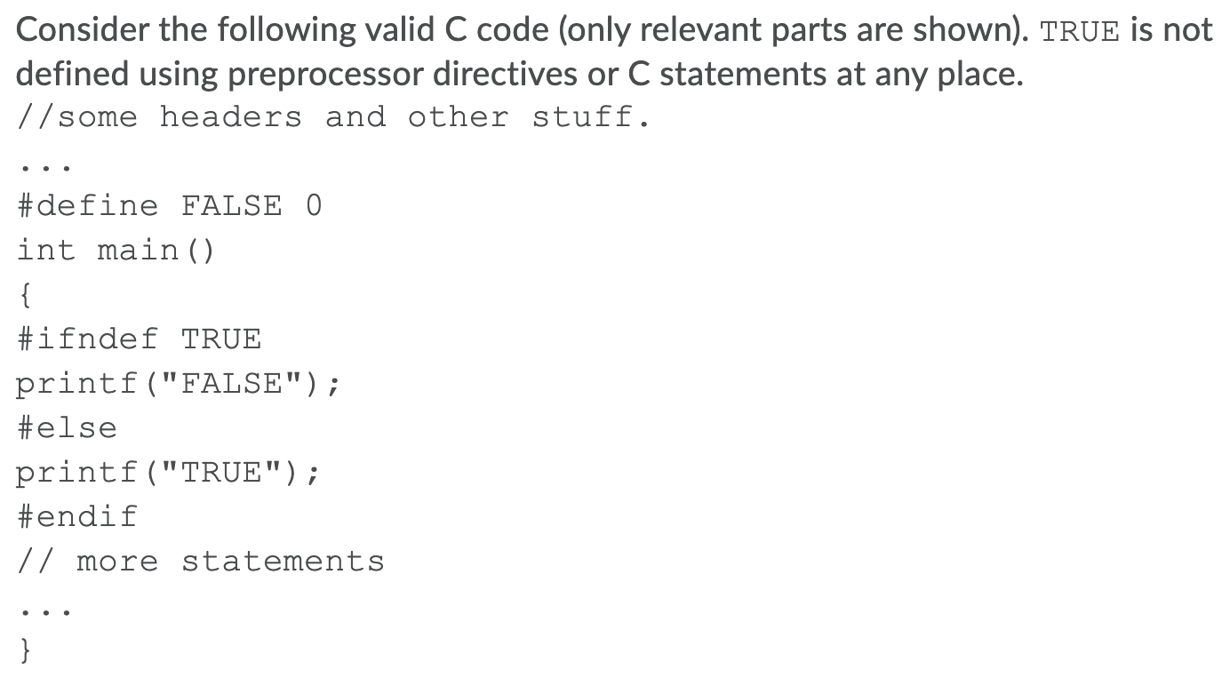 Solved Consider the following valid C code (only relevant | Chegg.com