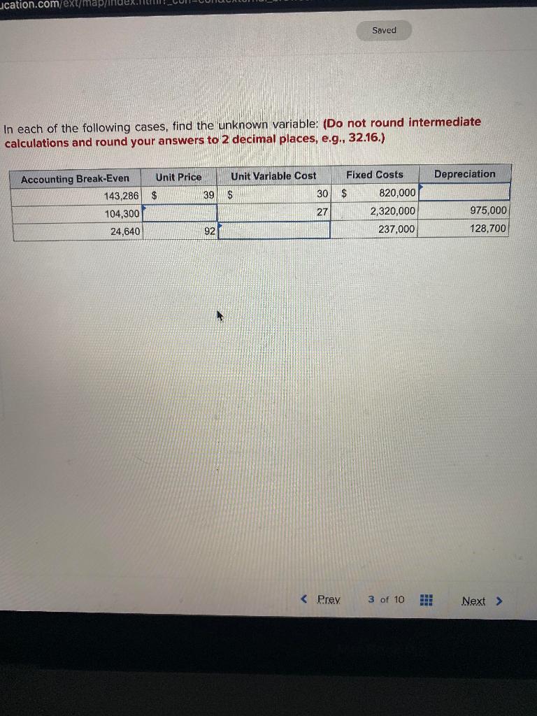 Solved ucation.com/ext/map/index.um! LUI Saved In each of | Chegg.com