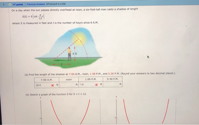 Solved 117 points | Previous Answers SPreCalc6 54.058. On a | Chegg.com