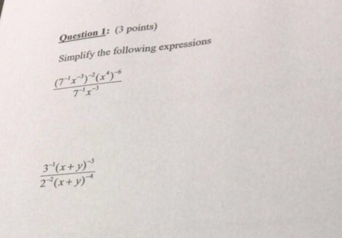 Solved Question 1: (3 points) Simplify the following | Chegg.com Solved Question 1: (3 points) Simplify the following | Chegg.com