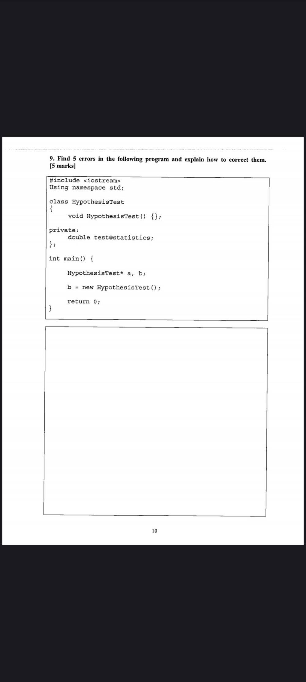 Solved 9. Find 5 errors in the following program and explain | Chegg.com