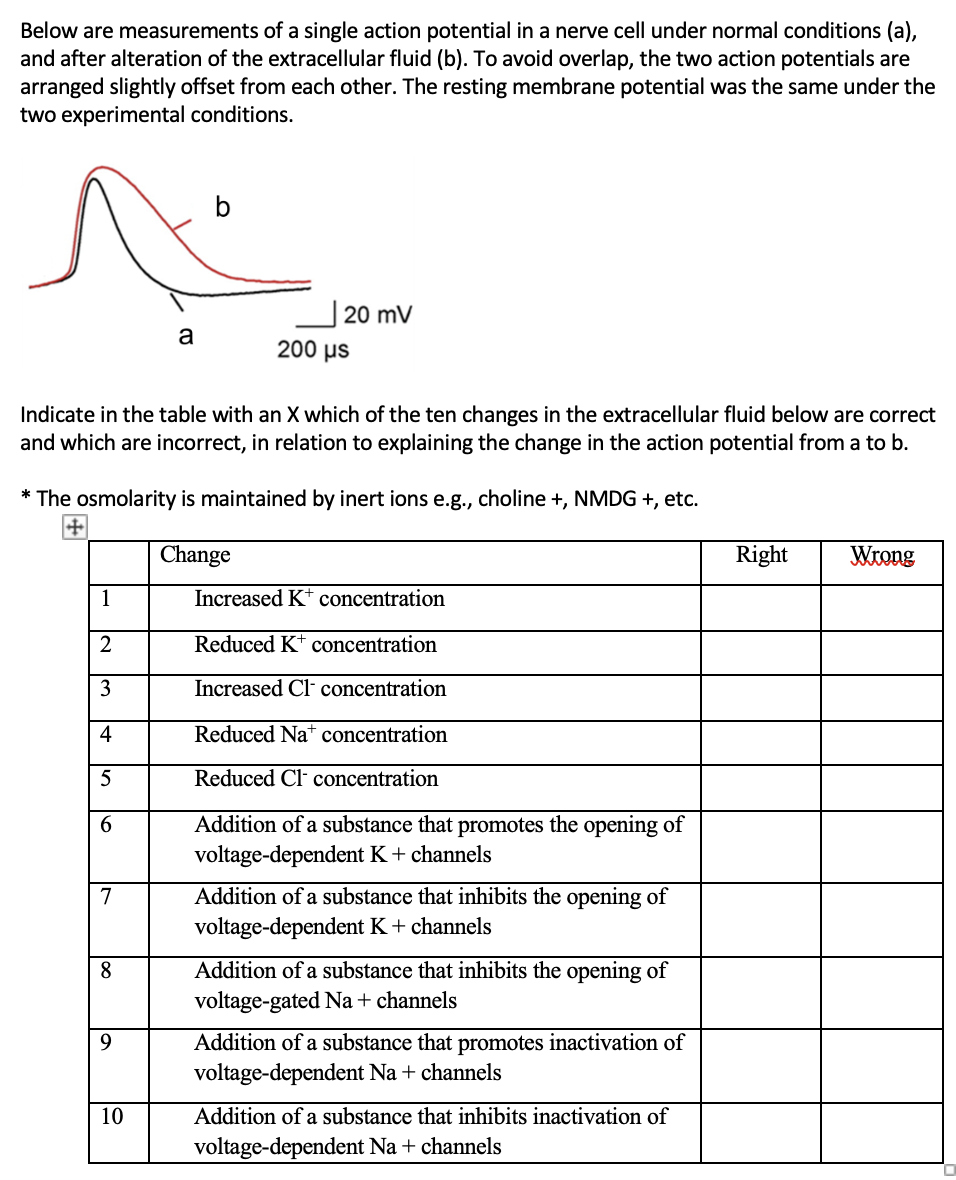 Solved Below are measurements of a single action potential | Chegg.com