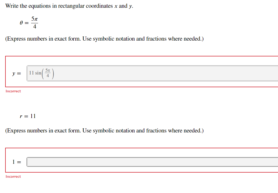 Solved Write the equations in rectangular coordinates x and | Chegg.com
