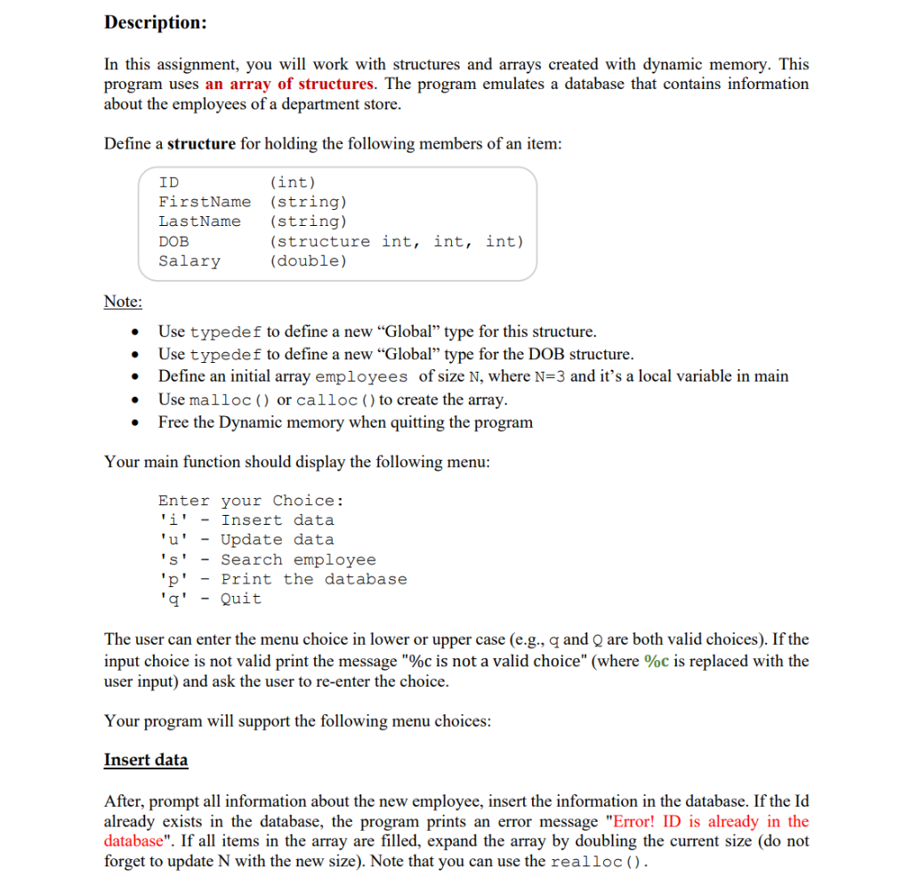 Solved Please code in C.. I'm really confused about the | Chegg.com