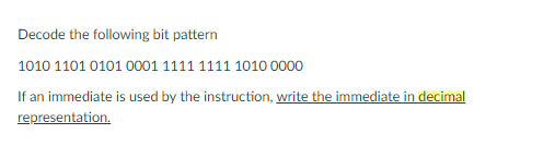 Solved Decode the following bit pattern 1010 1101 0101 0001 | Chegg.com