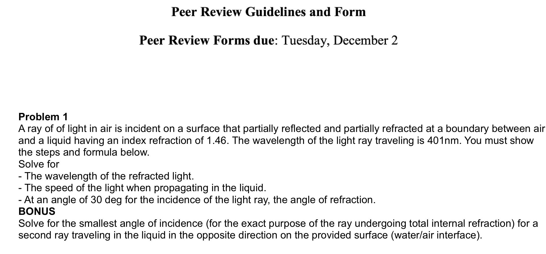 Solved Peer Review Guidelines and Form Peer Review Forms | Chegg.com