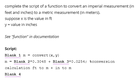 Solved complete the script of a function to convert an | Chegg.com