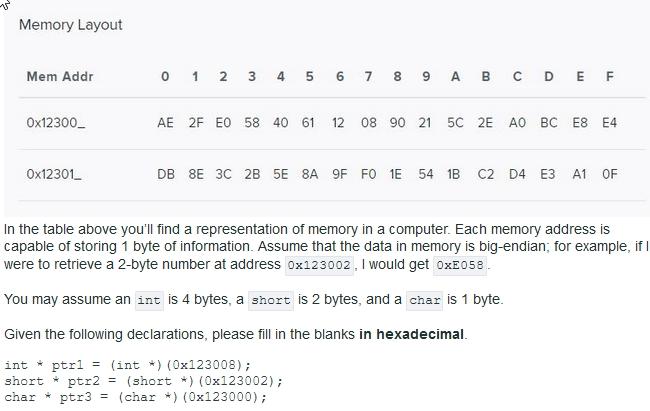 Solved What are value of ptr1: ptr1+1 : *(ptr2+2): *(ptr3 + | Chegg.com