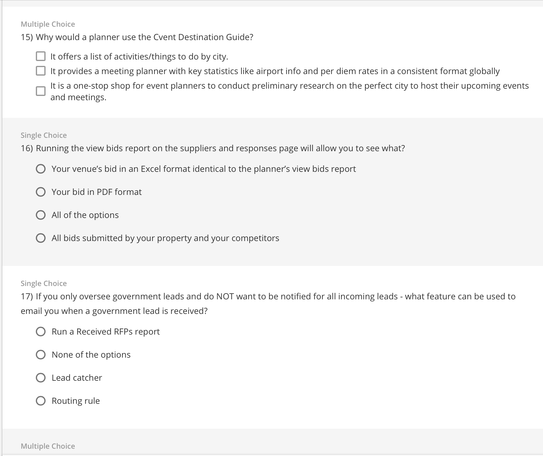 Solved Multiple Choice 15) Why would a planner use the Cvent | Chegg.com