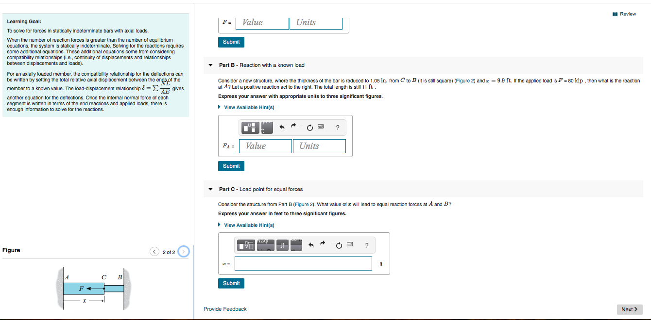 Solved Review Part A - Force with a known deflection | Chegg.com