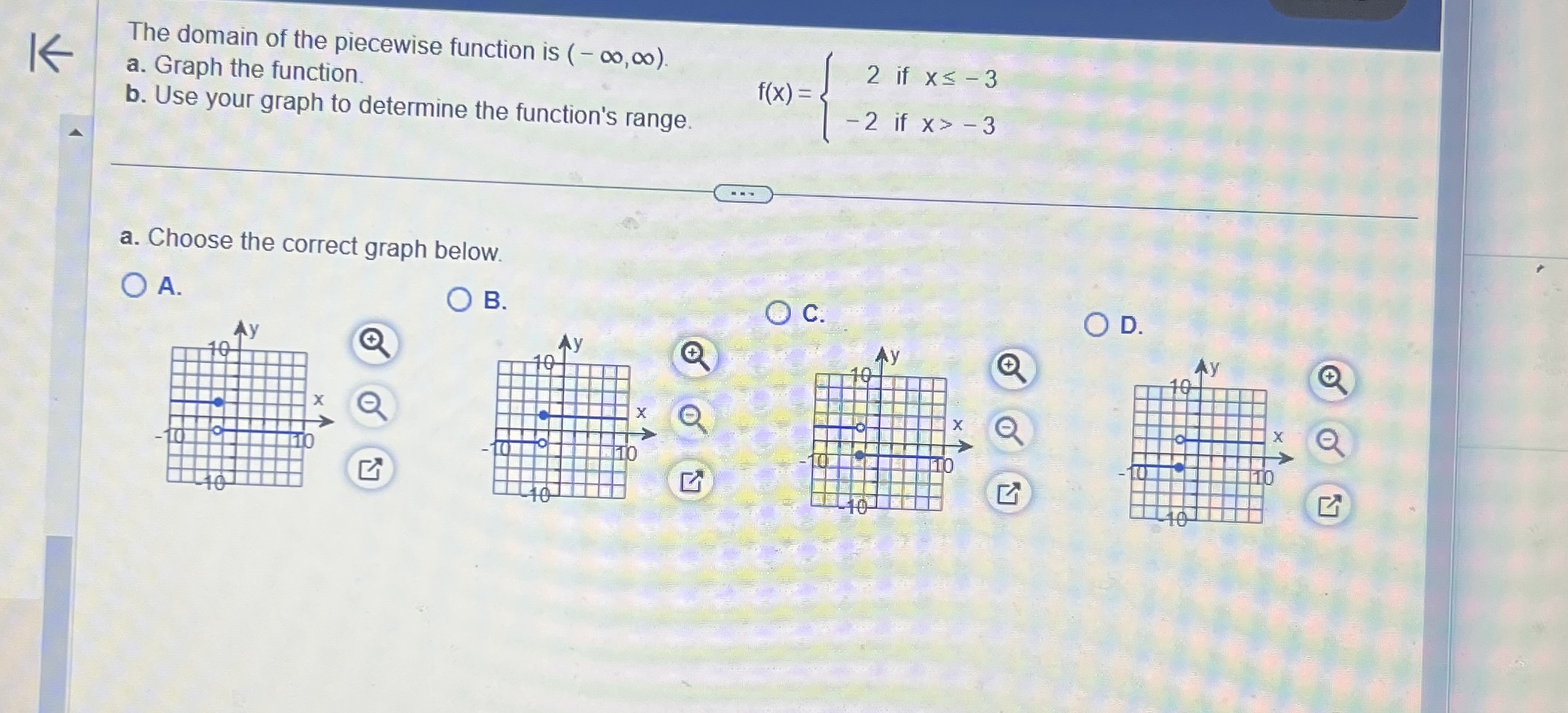 Solved The domain of the piecewise function is (-∞,∞).a. | Chegg.com