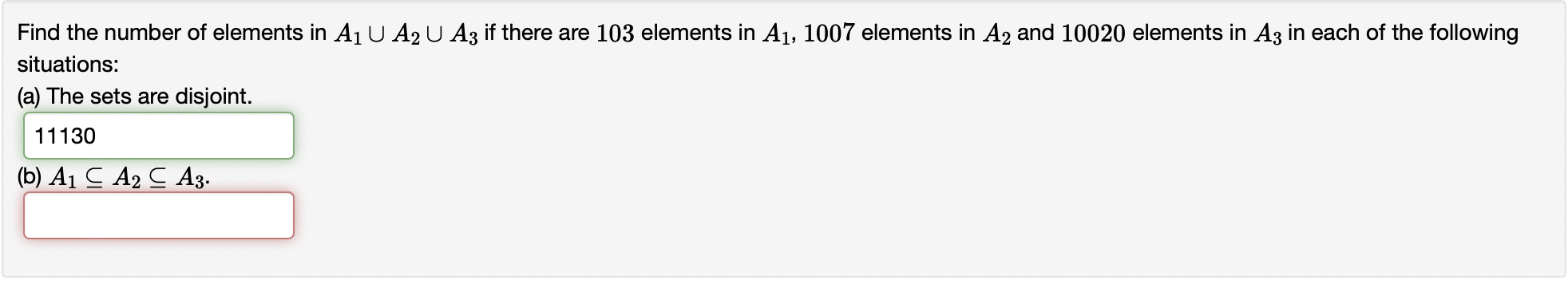Solved Find the number of elements in A1∪A2∪A3 if there are | Chegg.com