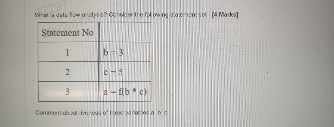 Solved What is data flow analysis? Consider the following | Chegg.com