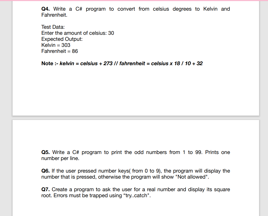 Solved Practical Exercises : Programming Fundamentals For | Chegg.com