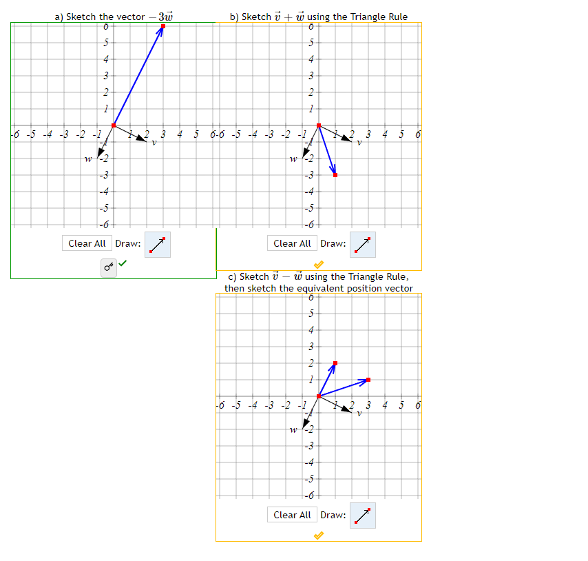 Solved c) Sketch v−w using the Triangle Rule, then aketeh | Chegg.com