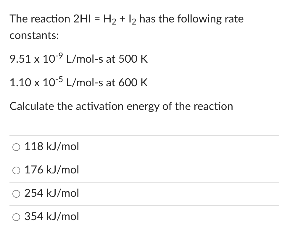 Solved The Reaction 2hi H2 I2 Has The Following Rate