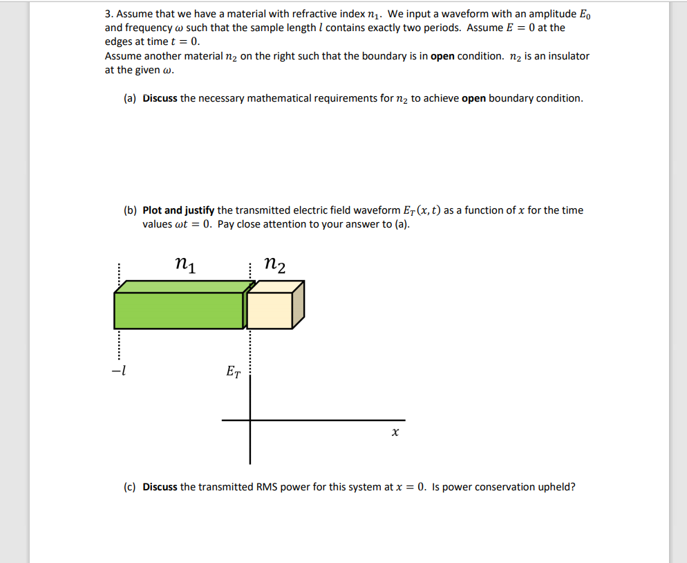 Solved 3. Assume that we have a material with refractive | Chegg.com