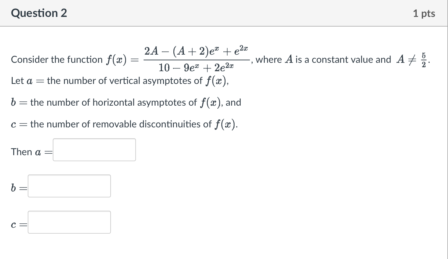 Solved Consider The Function F X 10−9ex 2e2x2a− A 2 Ex E2x
