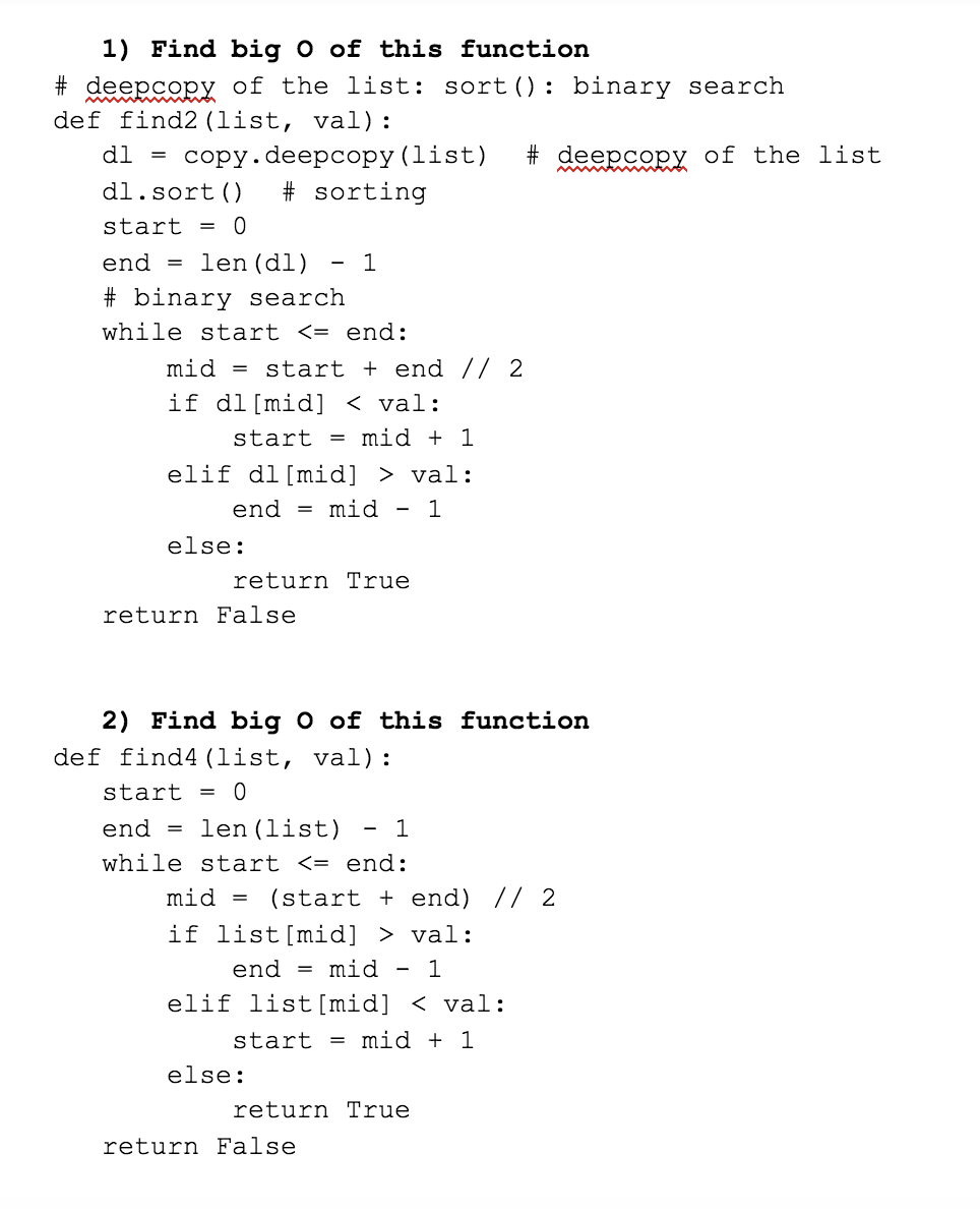 Solved Find the big o of the functions below with steps/ | Chegg.com