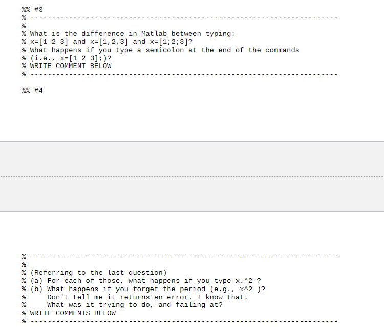 Solved %% #3 % % % What is the difference in Matlab between | Chegg.com