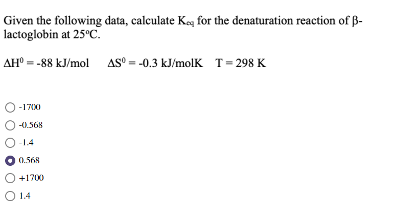 Solved Given the following data, calculate Keq for the | Chegg.com