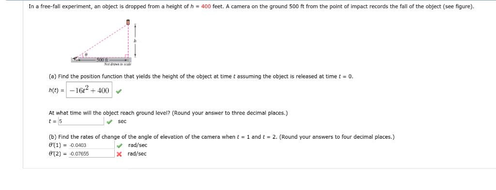 Solved In a free-fall experiment, an object is dropped from | Chegg.com