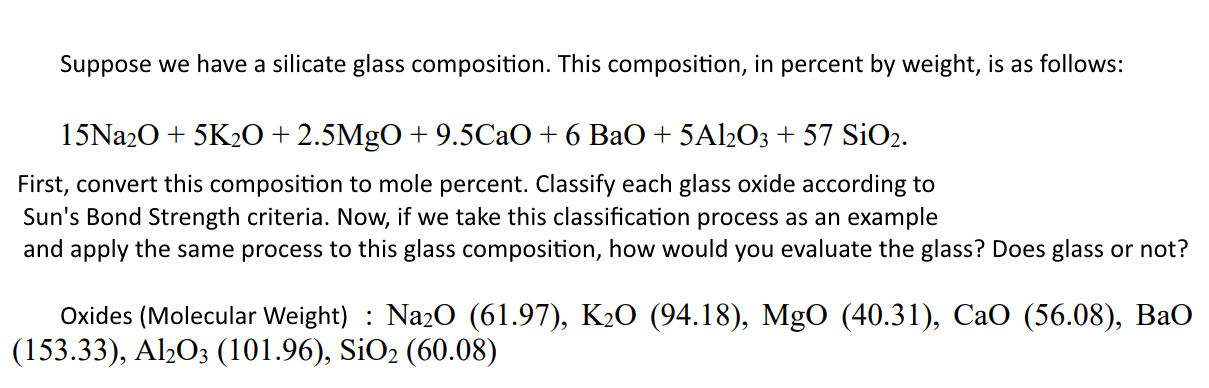 Solved Suppose we have a silicate glass composition. This | Chegg.com