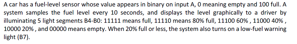 Solved A car has a fuel-level sensor whose value appears in | Chegg.com