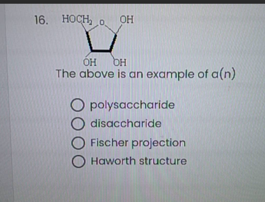Solved The above is an example of a(n) polysaccharide | Chegg.com
