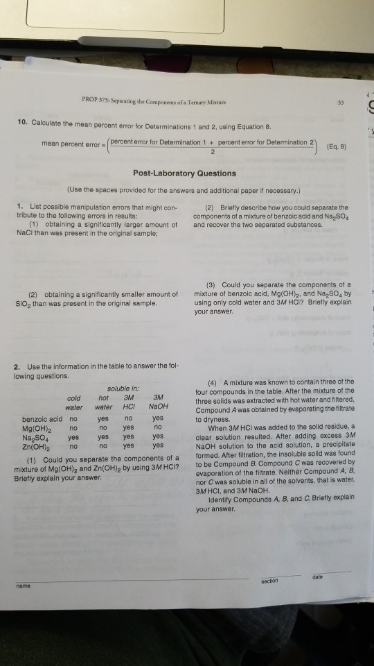 Solved PROP 375: Separating the Components of a Ternary | Chegg.com