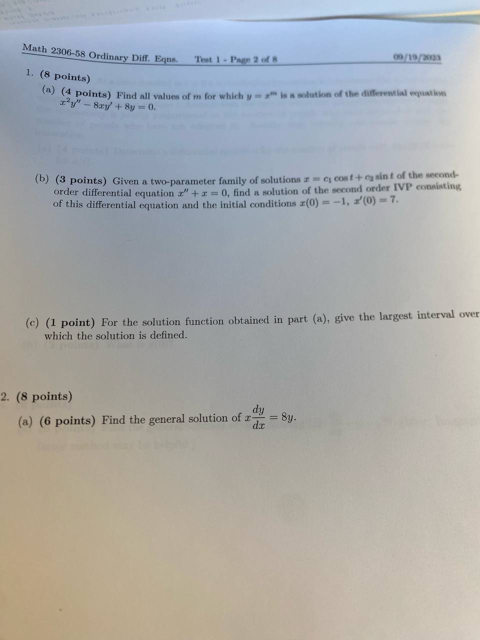Solved (a) (4 points) Find all values of m for which y=xm is | Chegg.com