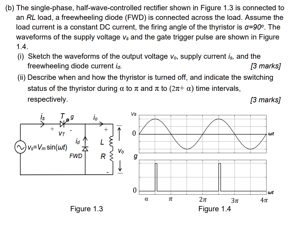 Solved (b) The single-phase, half-wave-controlled rectifier | Chegg.com