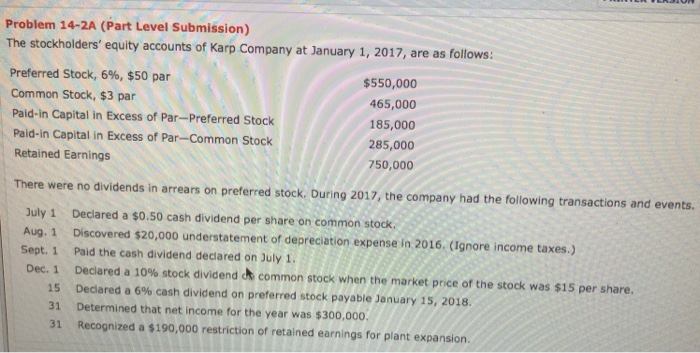 Solved Problem 14-2A (Part Level Submission) The | Chegg.com