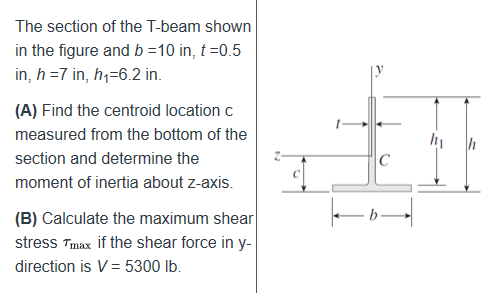 Solved The section of the T-beam shown in the figure and b | Chegg.com